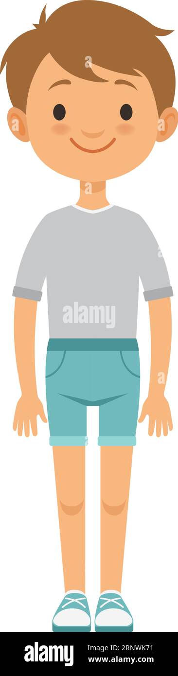 Cute boy standing. Cartoon happy kid character Stock Vector Image & Art ...