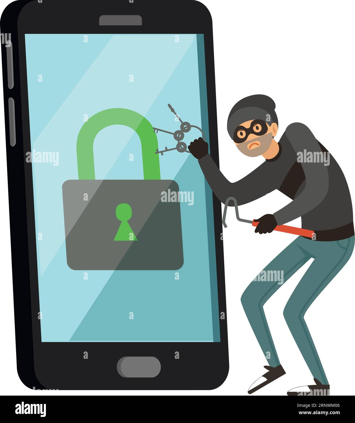 Hacker breaking locked smartphone. Cyber crime concept Stock Vector ...