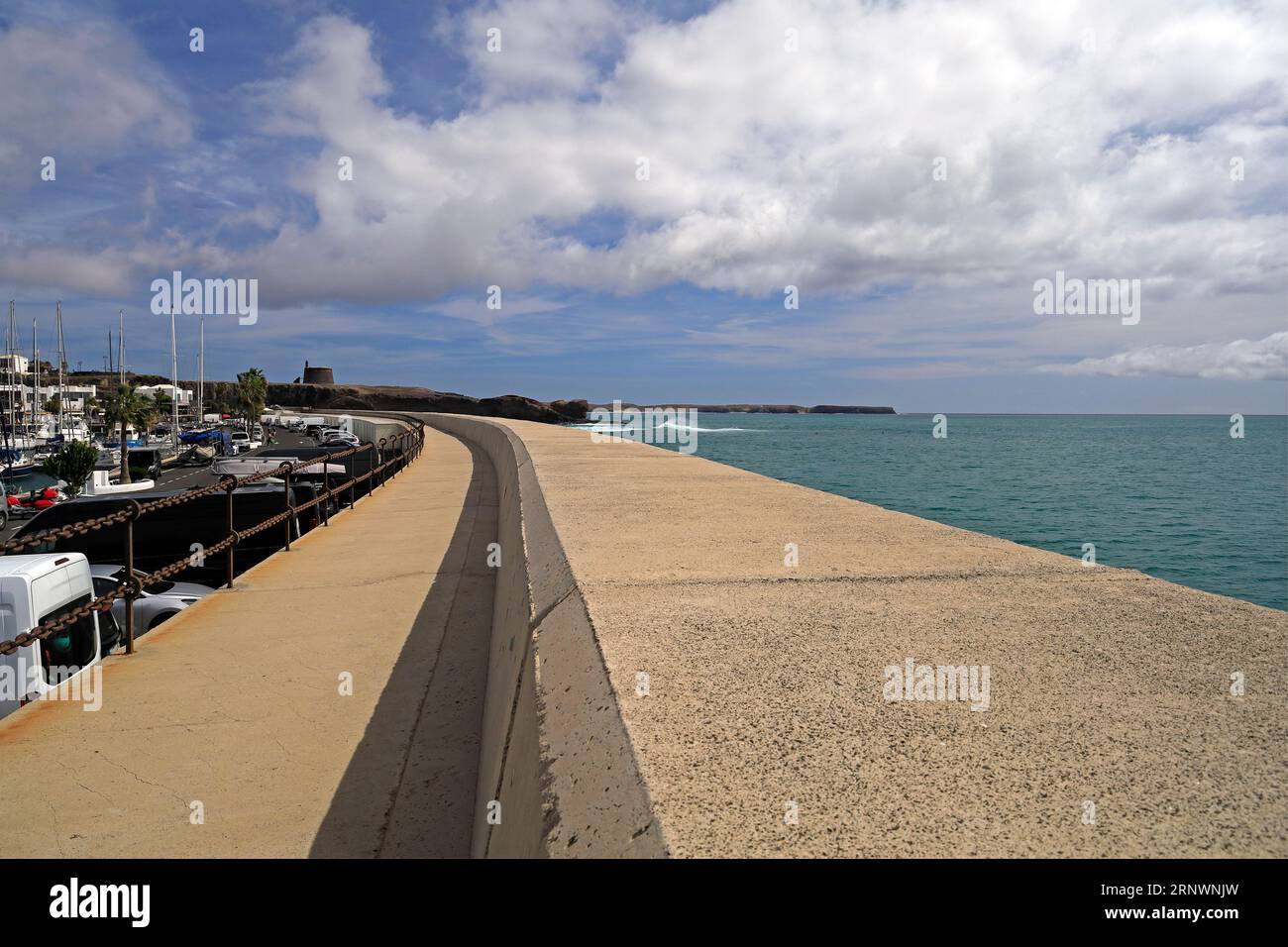 The impressive sea wall at Marina Rubicon, protection from Atlantic ...