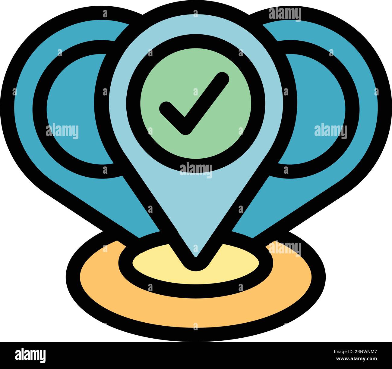 Approved location icon outline vector. Approve credit. Form paper color ...
