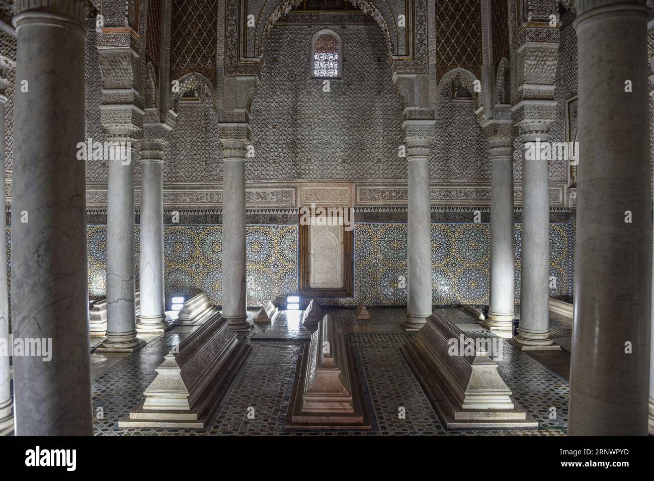 Marrakech, Morocco - Feb 8, 2023: The Chamber of the twelve columns at ...