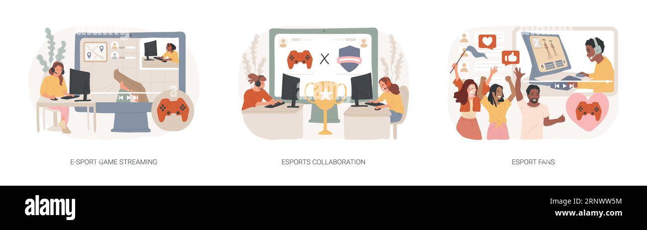 Video game show isolated concept vector illustration set. E-sport game ...