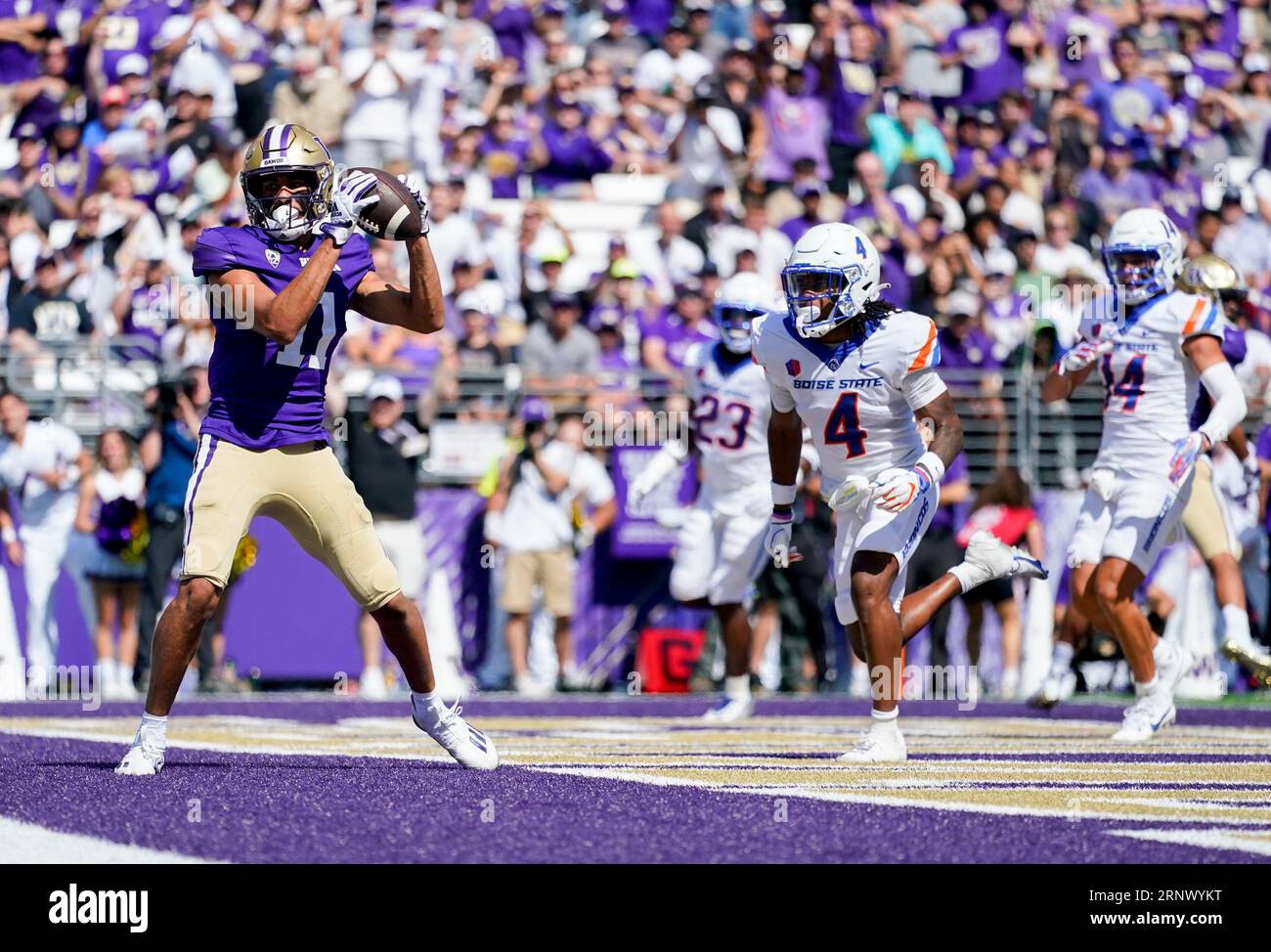 Washington wide receiver Jalen McMillan (11) catches a touchdown in ...