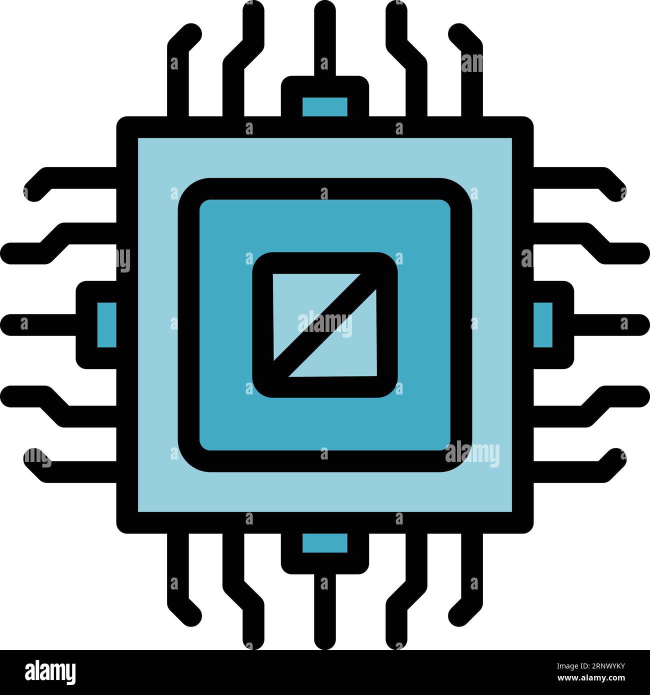Software processor icon outline vector. Build process. App code color ...