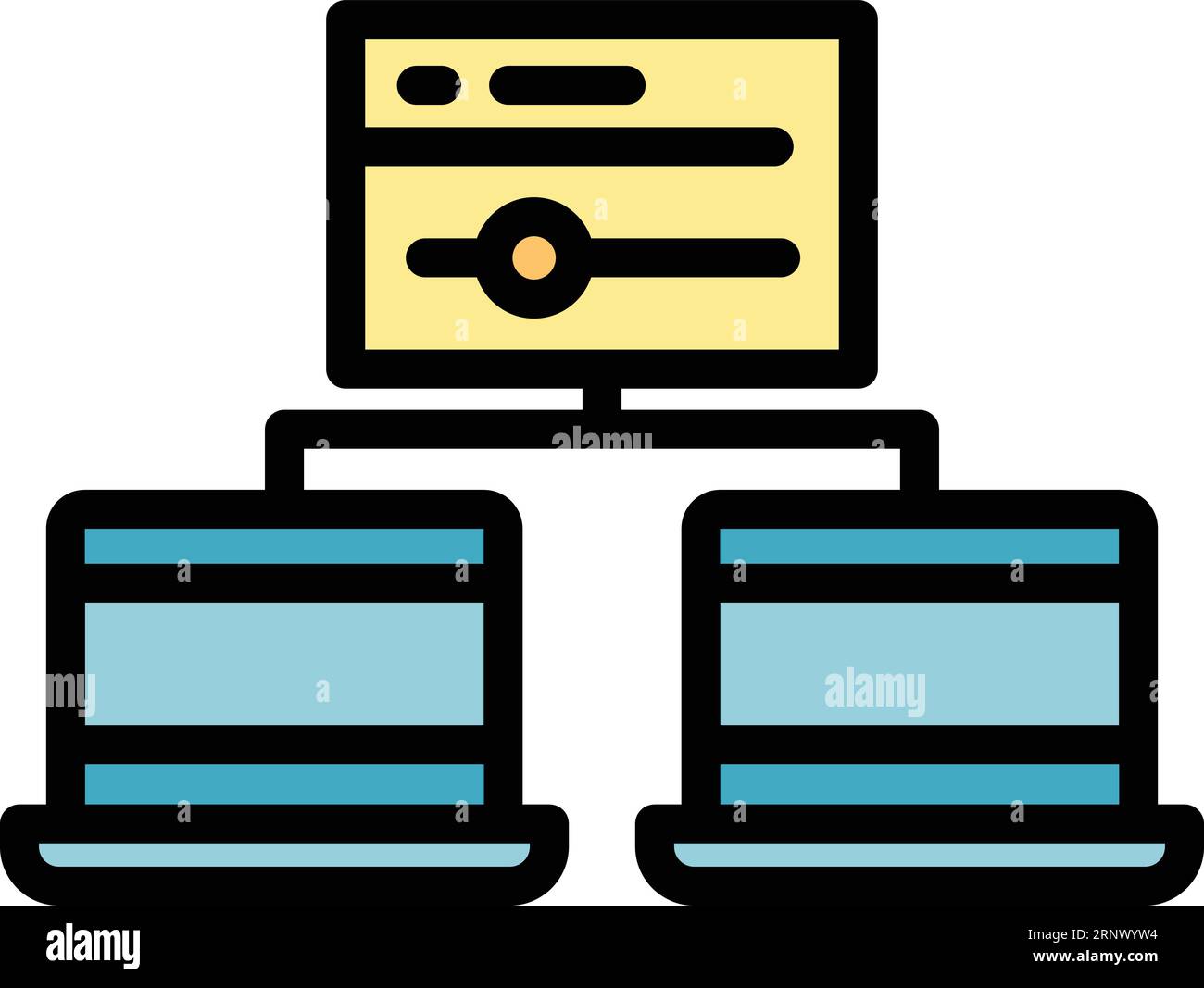 Computer network icon outline vector. Code monitor. Office system color ...
