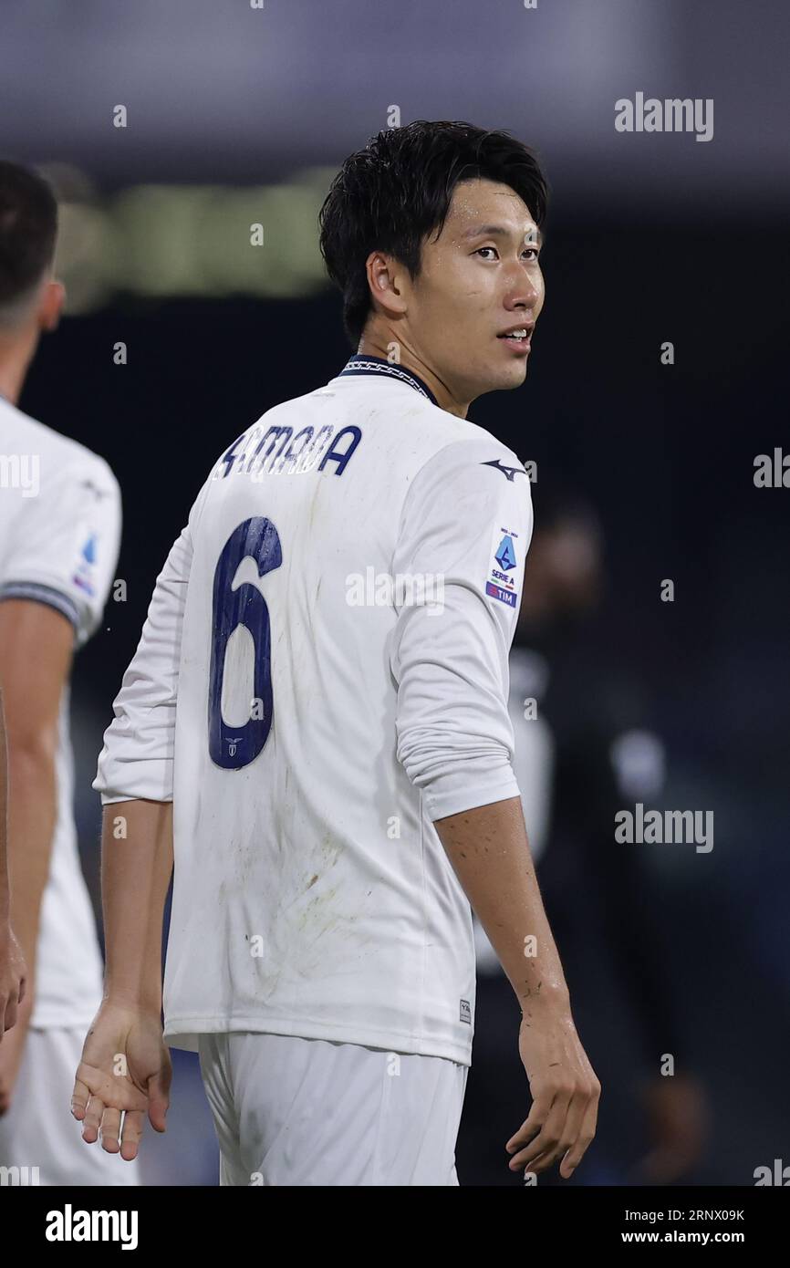 Lazio's Japanese midfielder Daichi Kamada celebrates after scoring a ...