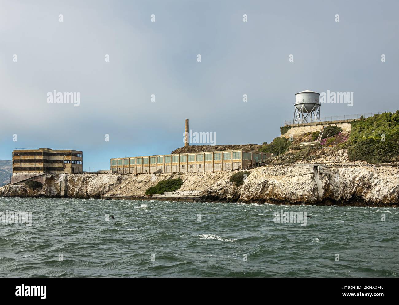 San Francisco, CA, USA - July 12, 2023: Alcatraz Island NW tip closeup ...