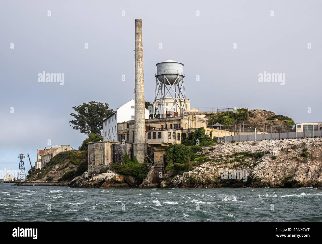 San Francisco, CA, USA - July 12, 2023: Alcatraz Island NE tip closeup ...