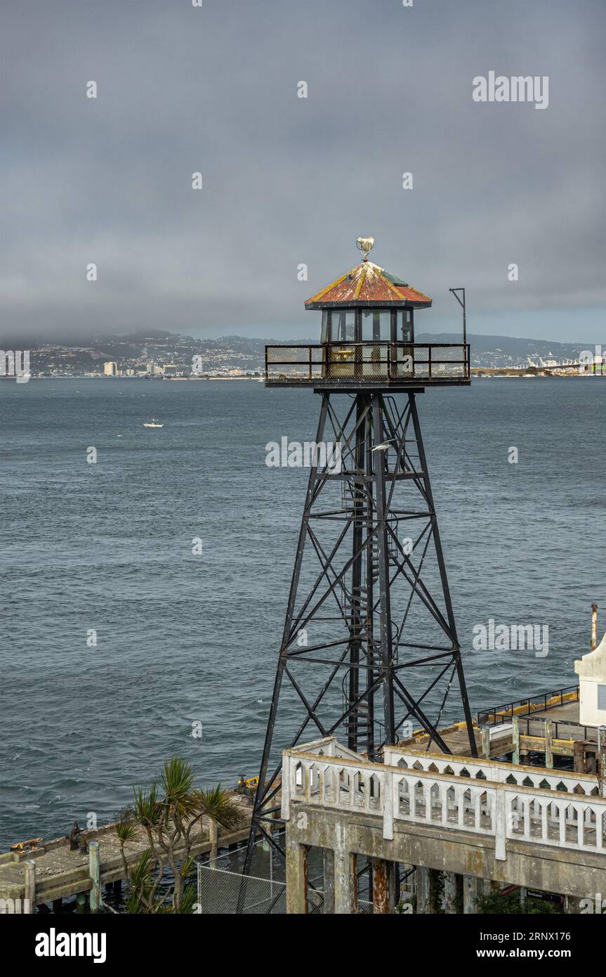 San Francisco, CA, USA - July 12, 2023: Alcatraz Island east shore ...