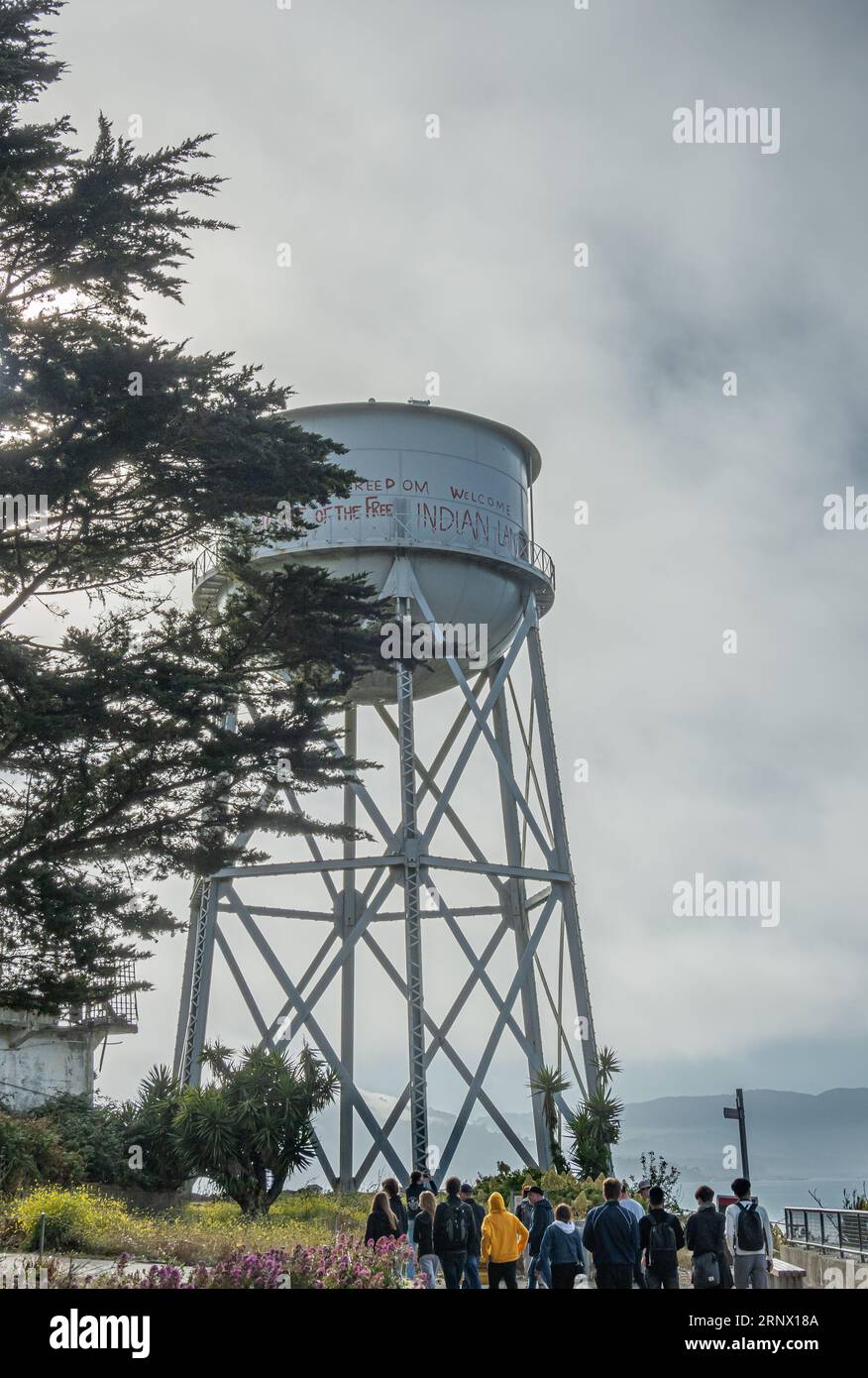 San Francisco, CA, USA - July 12, 2023: Alcatraz Island east shore ...
