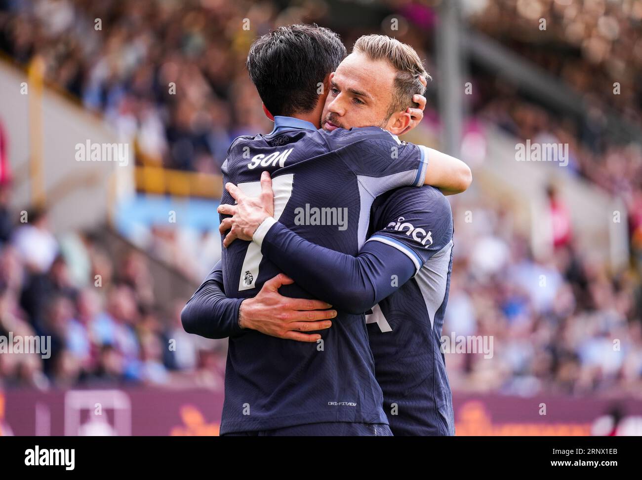 Tottenham Hotspur's Son Heung-min (left) celebrates his first goal with ...