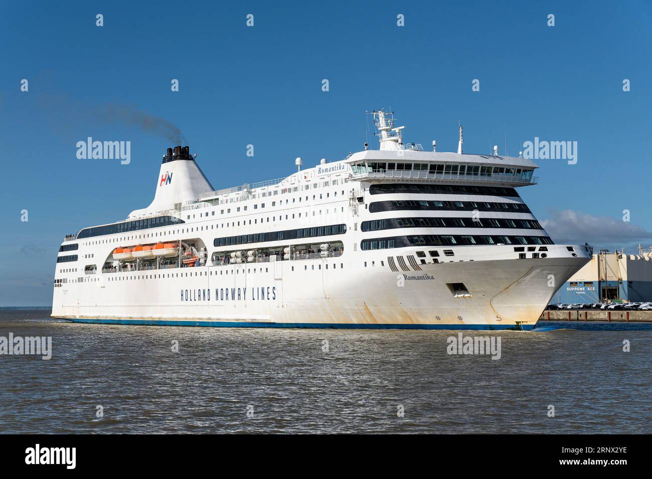Holland Norway Lines ferry ‘Romantika’ in the port of Emden, Germany ...