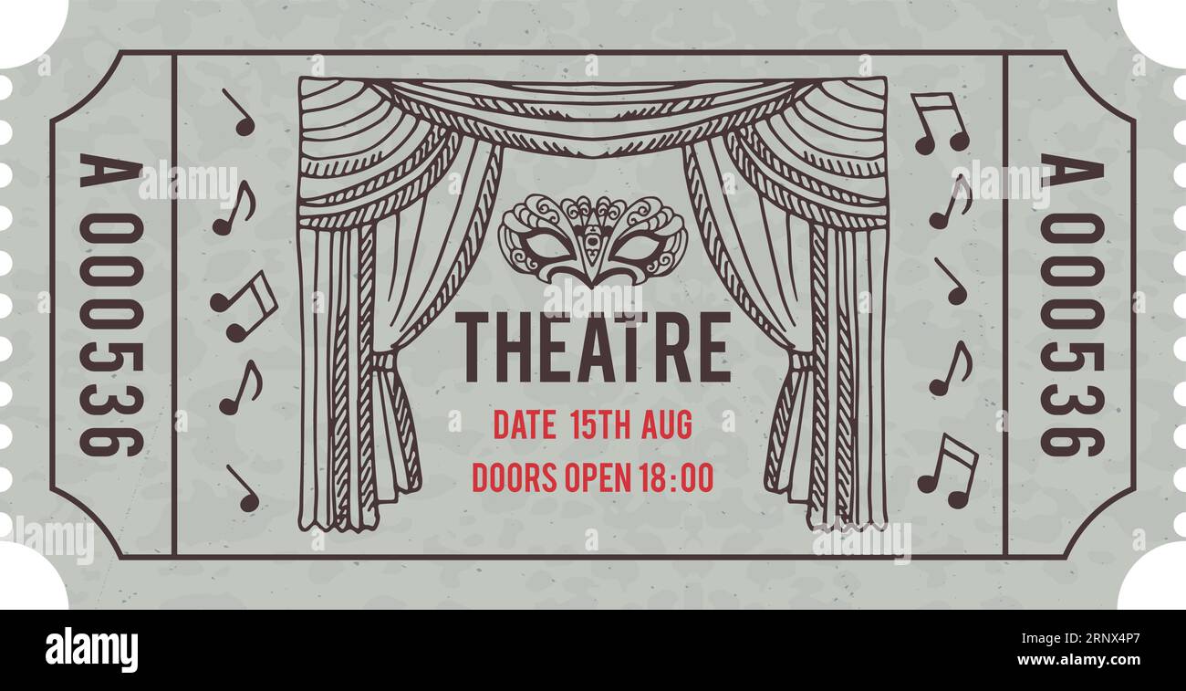 Theatre paper pass in retro style. Vintage ticket Stock Vector Image & Art - Alamy