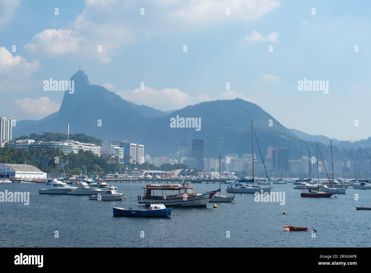 Urca, Rio de Janeiro, Brazil: view of Guanabara Bay and the harbour for ...