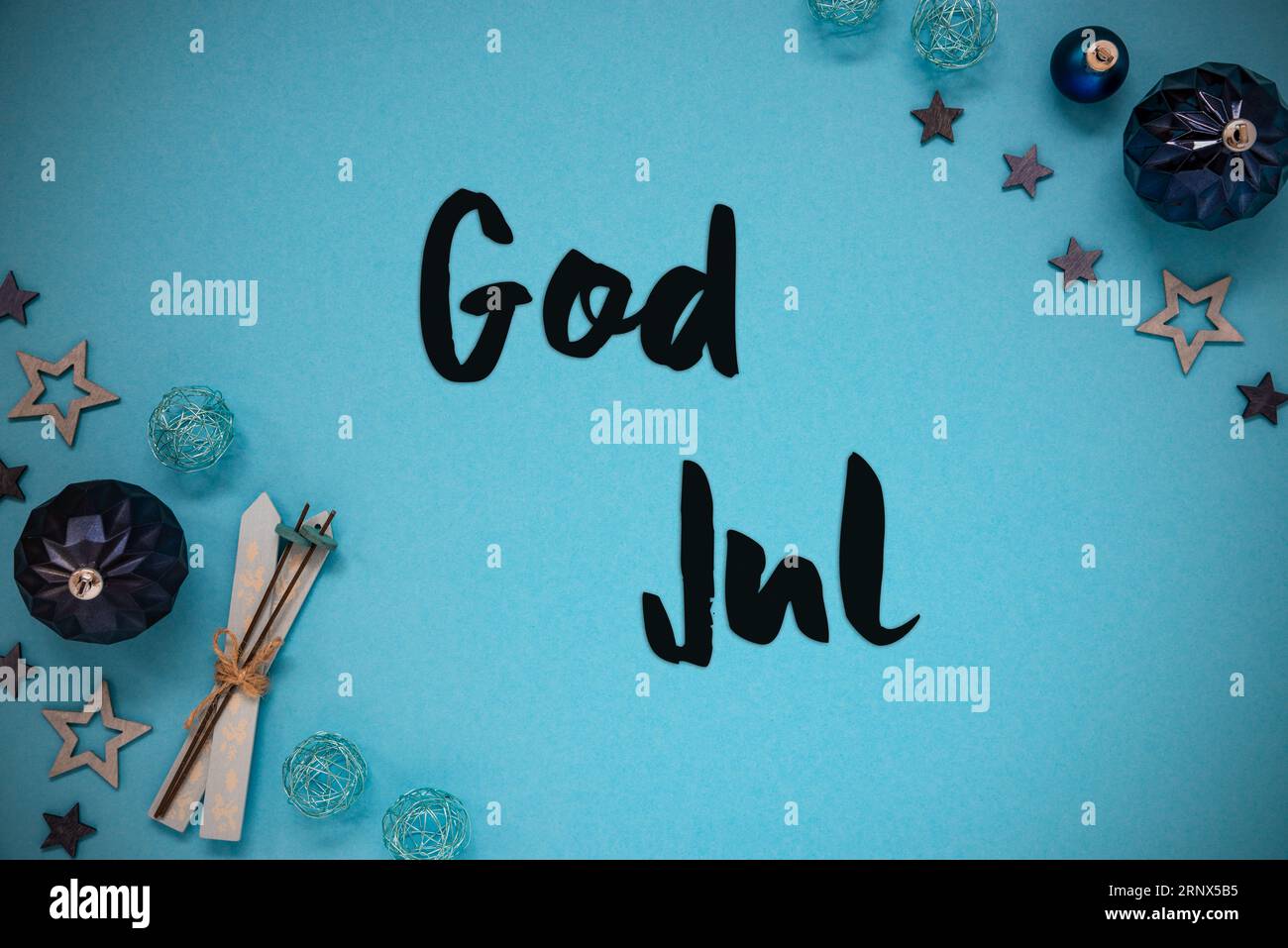 Turquoise Christmas Background, Swedish God Jul Means Merry Christmas ...