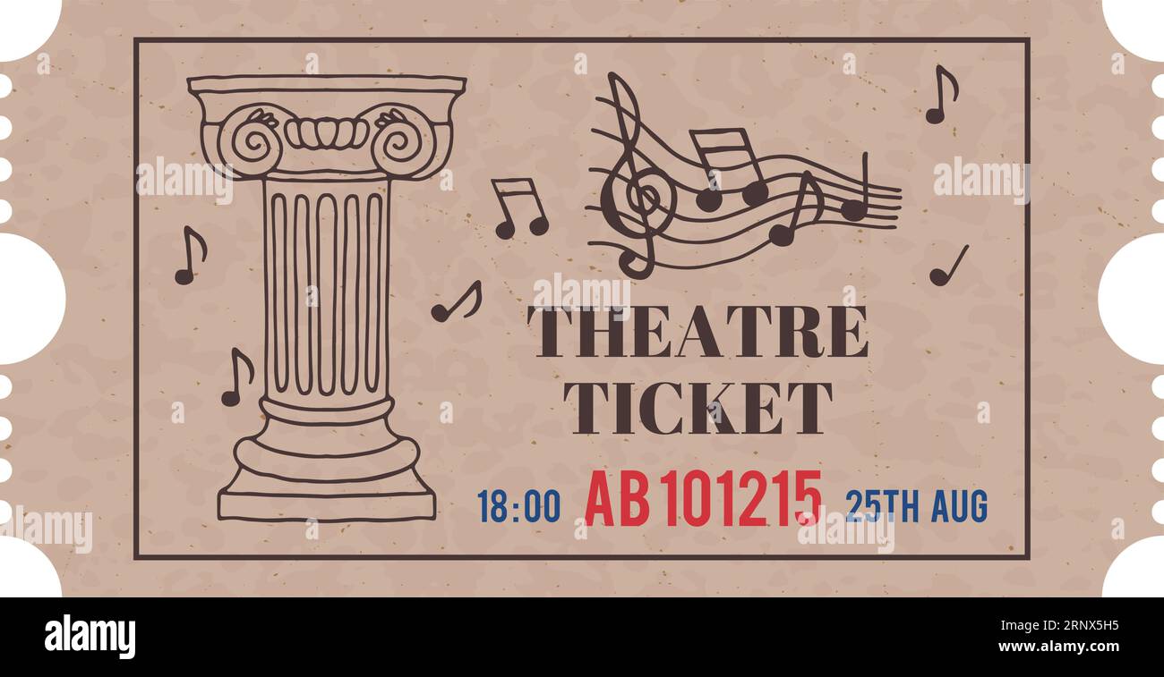 Retro theatre ticket template. Vintage event pass Stock Vector Image & Art - Alamy