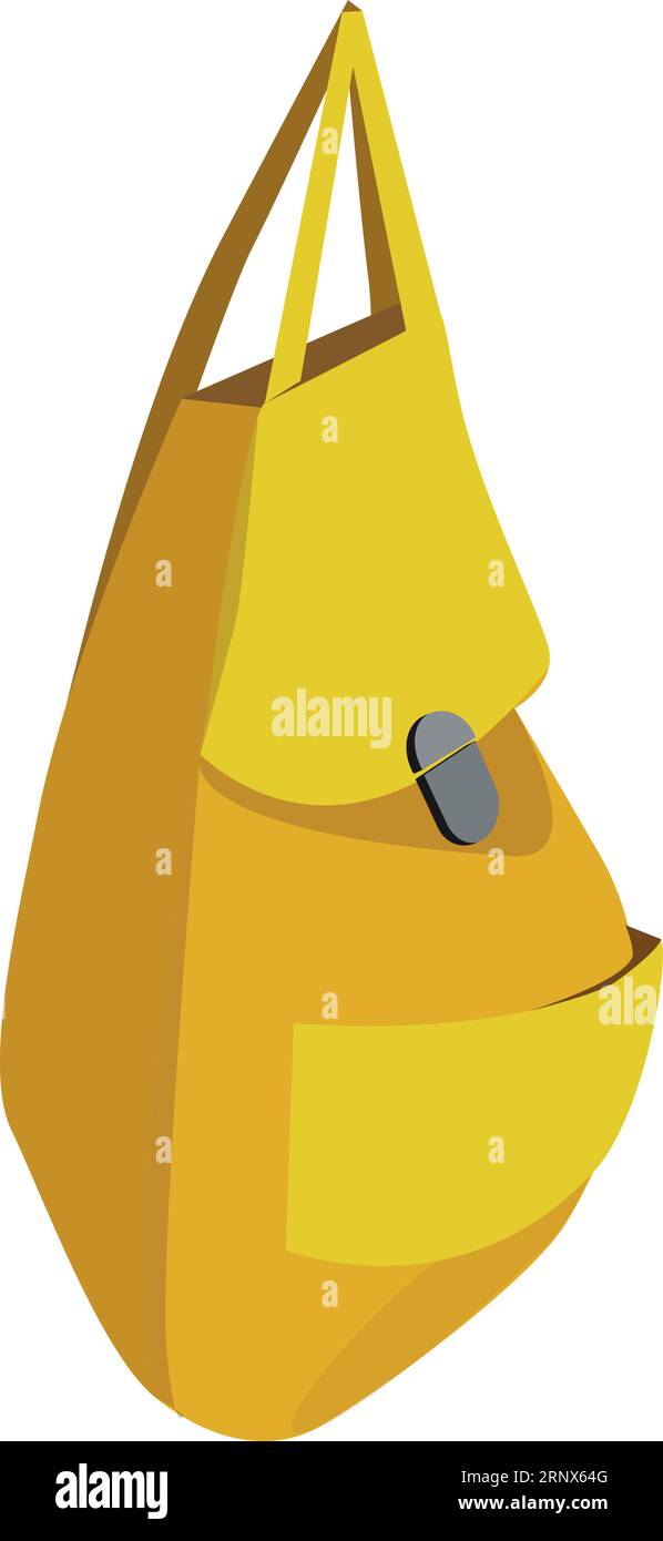 Yellow handbag. Cartoon leather backpack. Sack icon Stock Vector Image ...