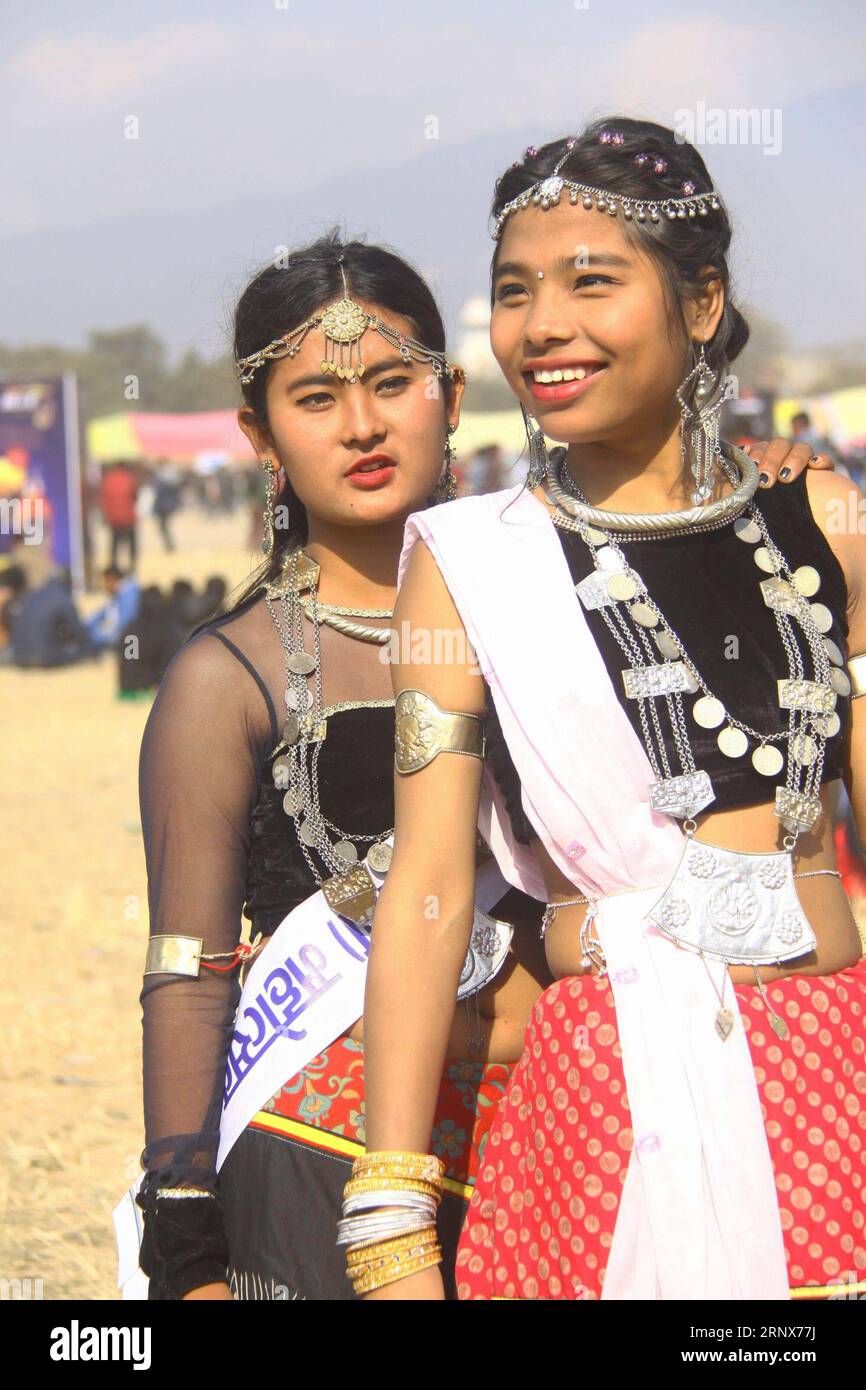 (180116) -- KATHMANDU, Jan. 16, 2018 () -- Nepalese girls from Tharu community in their ...