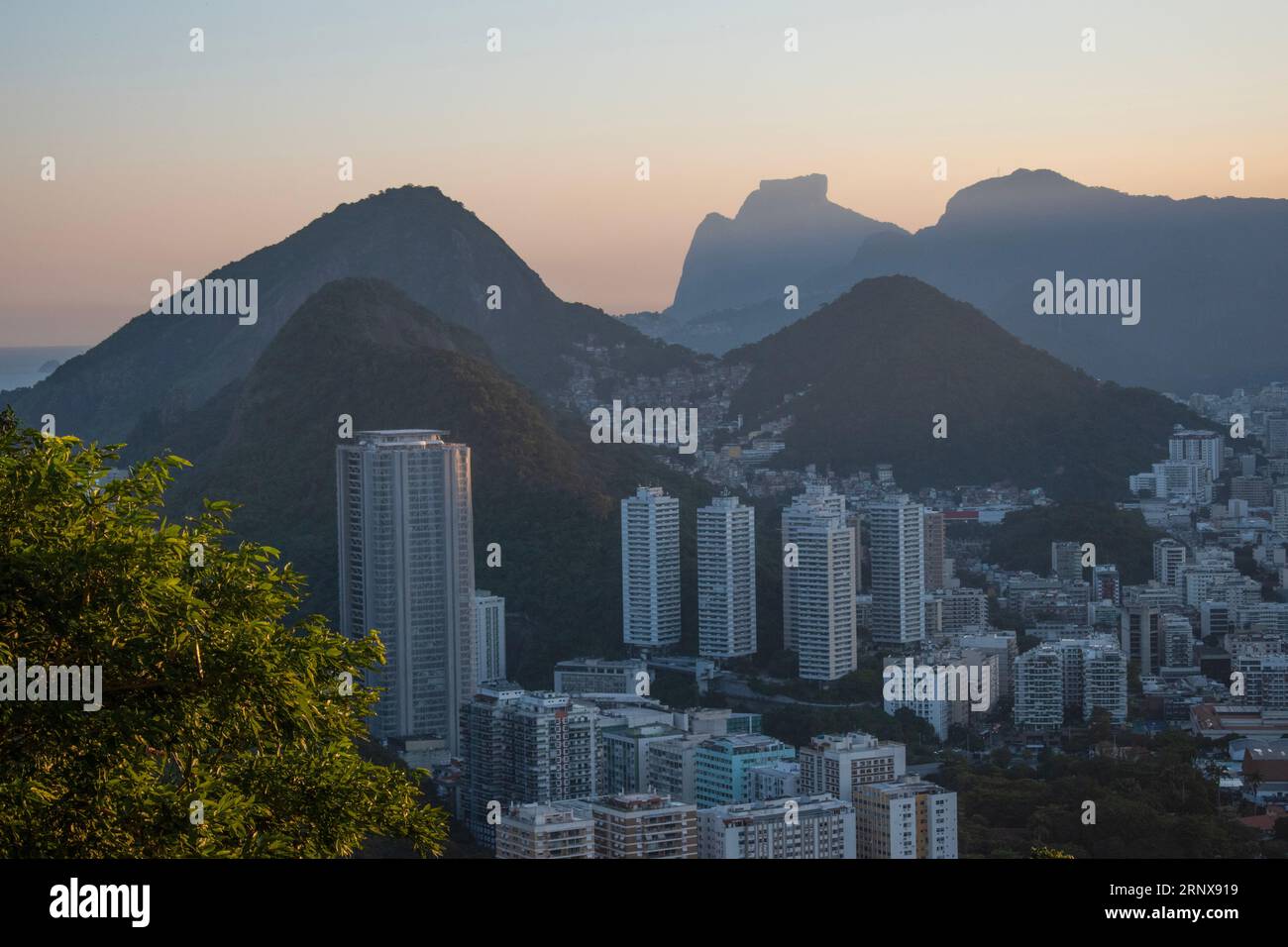 Rio de Janeiro, Brazil: view at sunset from Sugarloaf Mountain with ...