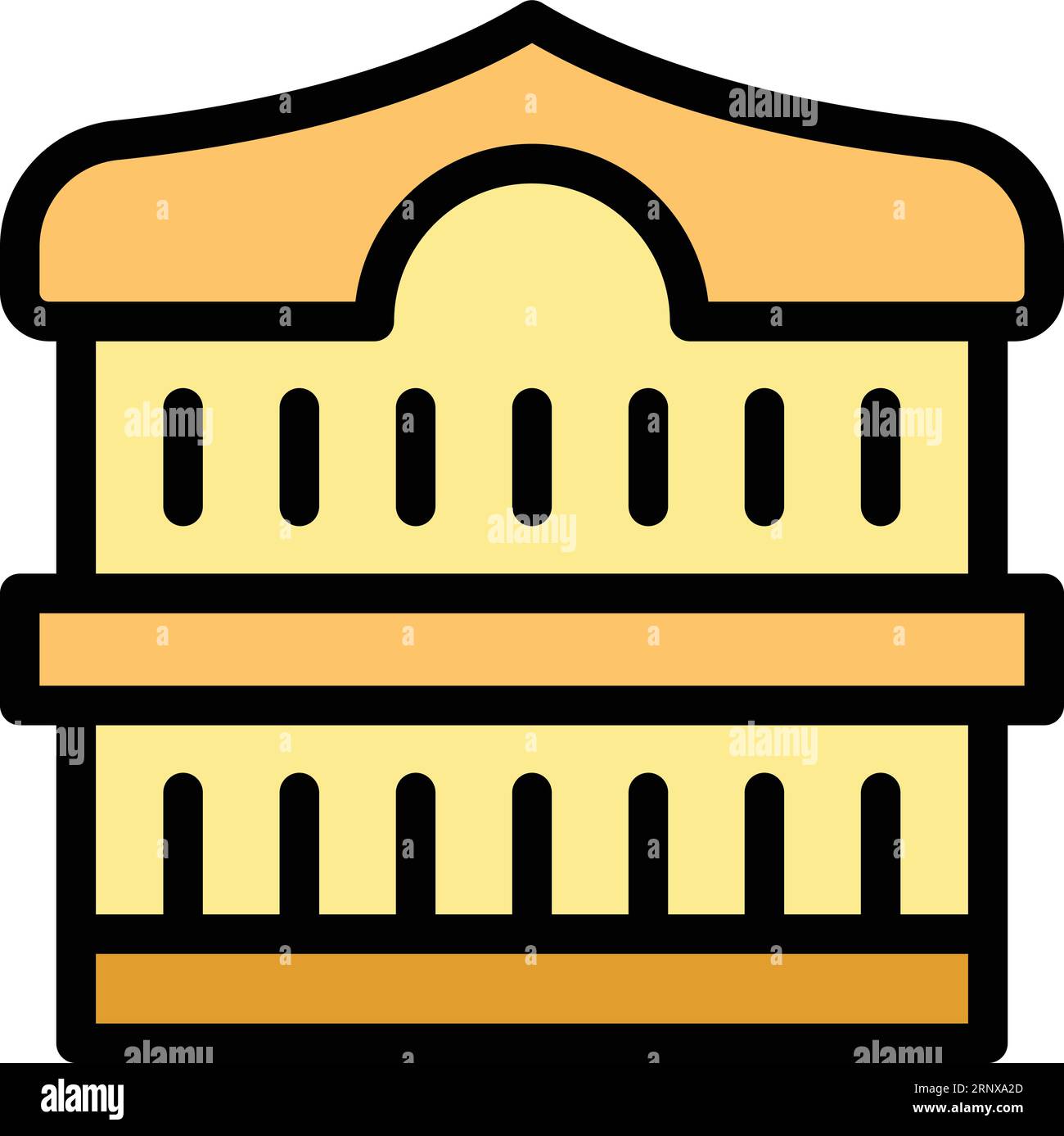 Samurai building icon outline vector. City tower. Ancient map color ...