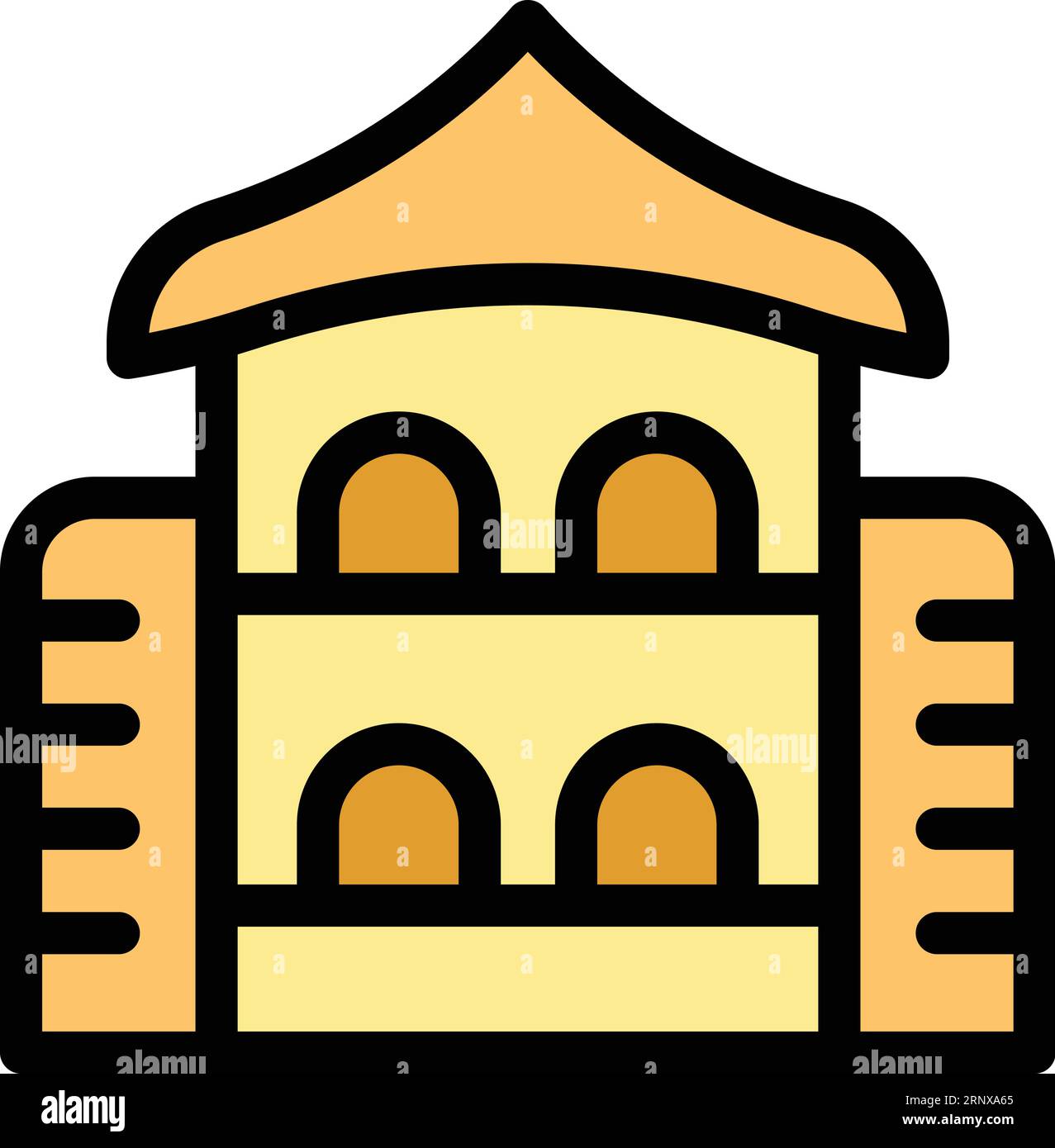 Japan castle icon outline vector. City tower. Ancient map color flat ...