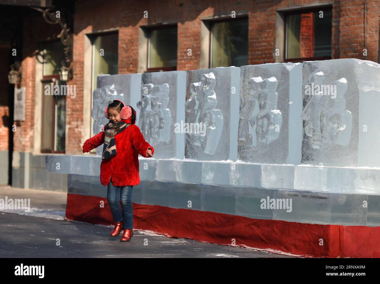 (180119) -- HARBIN, Jan. 19, 2018 -- A girl poses for photo at ...
