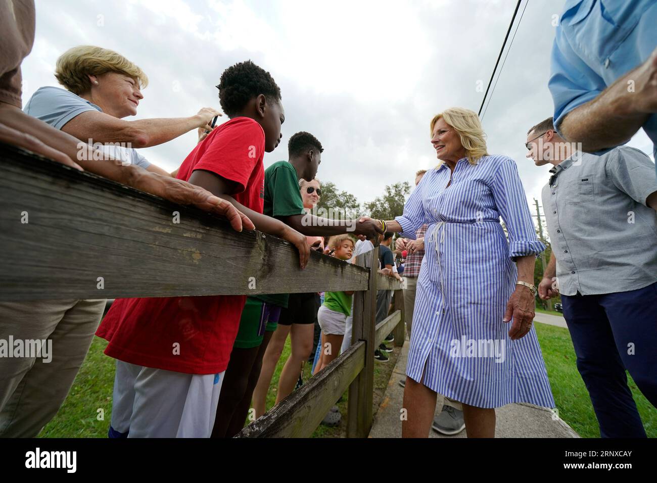 First lady Jill Biden greets people as she and President Joe Biden ...