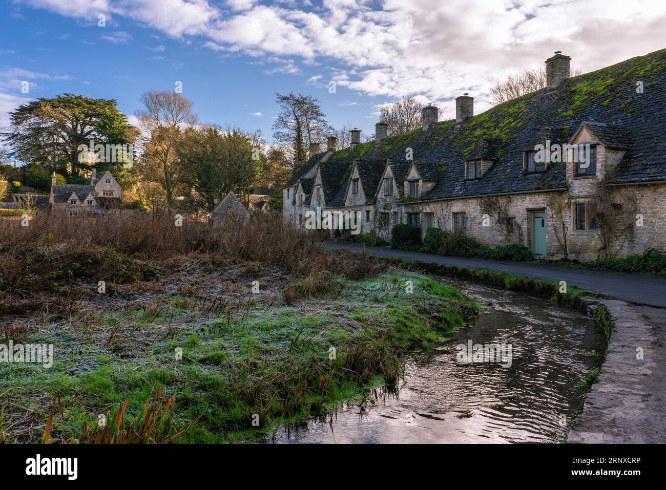 This is a view of Bibury town, a famous traditional English town on a ...