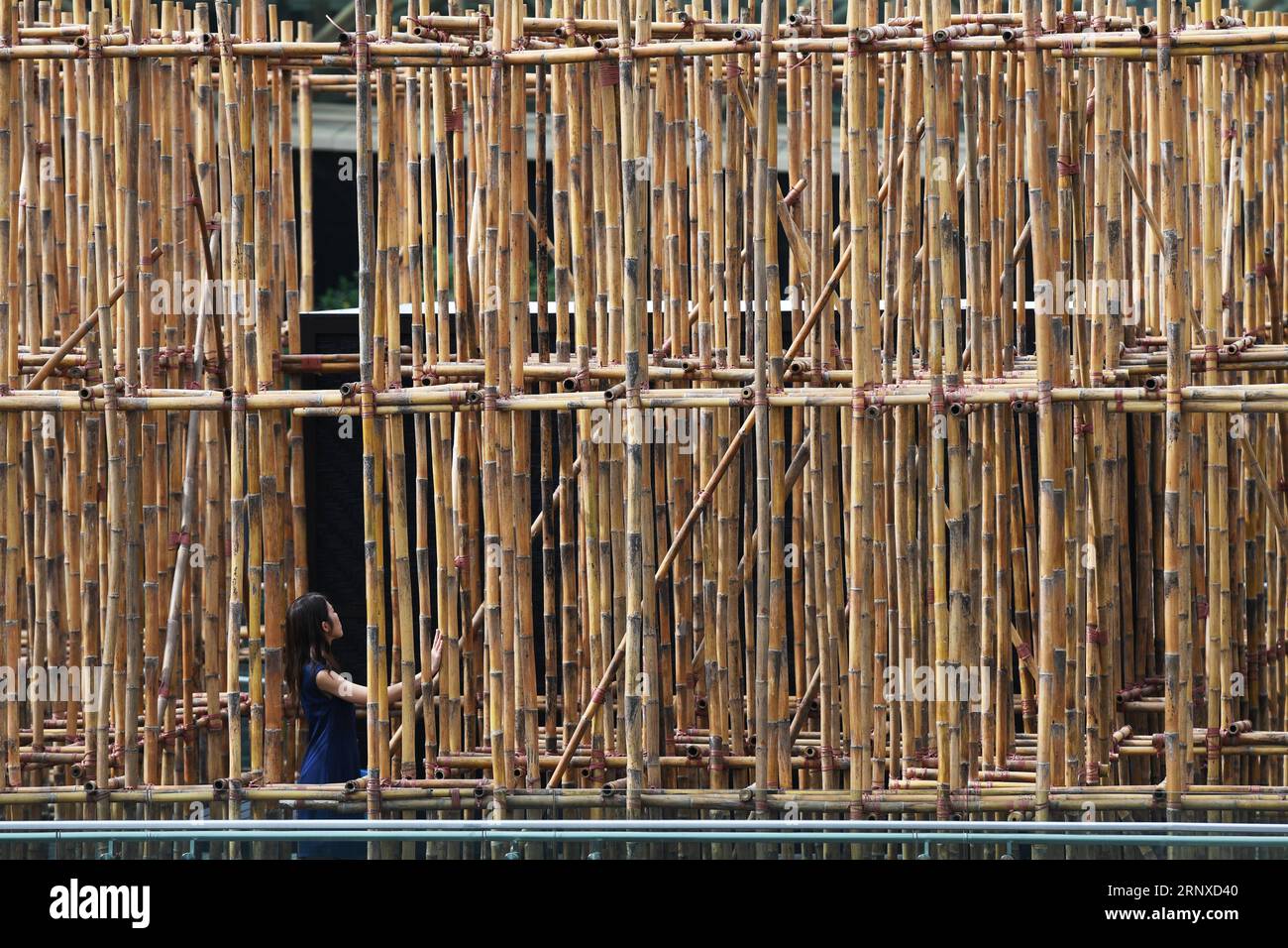 (180123) -- SINGAPORE, Jan. 23, 2018 -- A woman walks through the ...