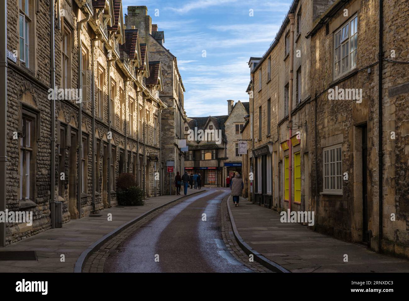 View of a city street with traditional historic buildings in the town ...