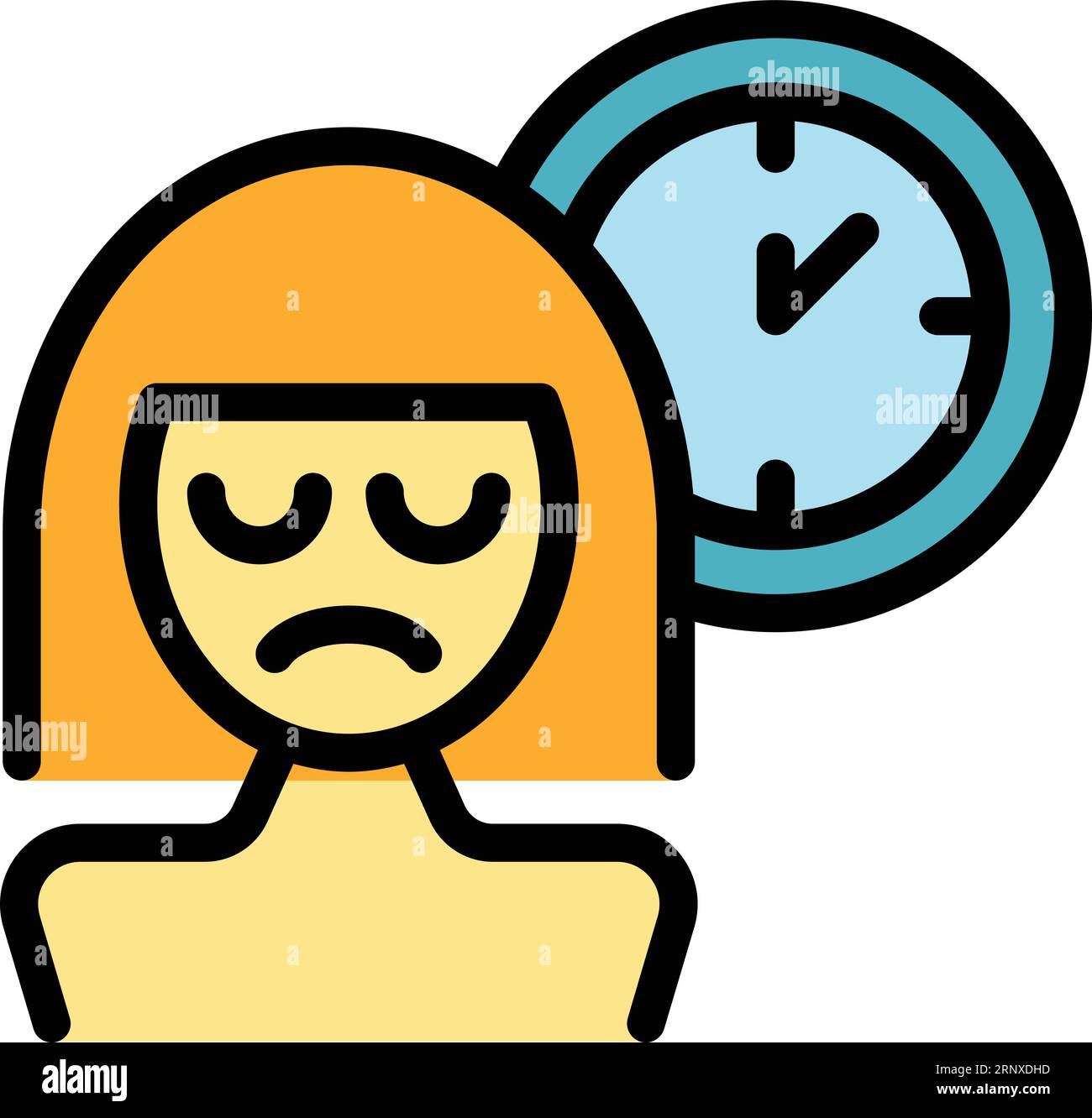 Female insomnia icon outline vector. Sleep disorder. Bed person color ...