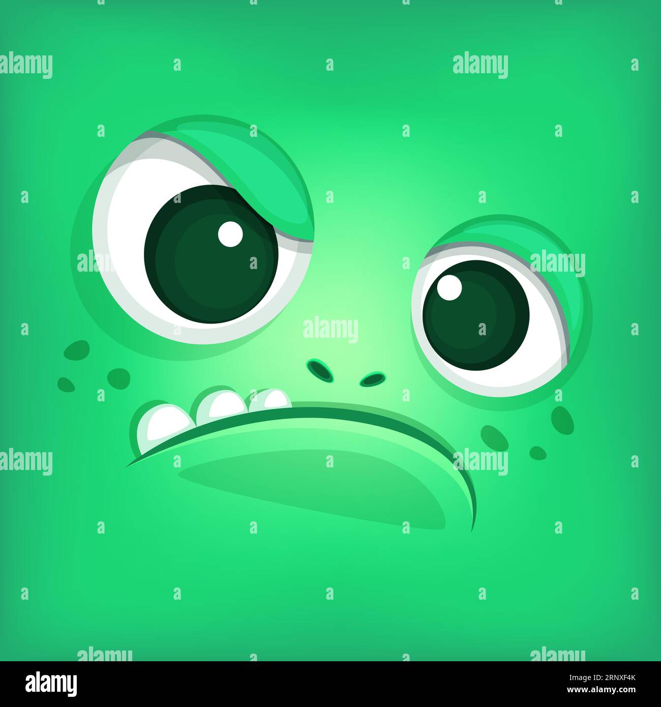 Green monster avatar. Square cartoon face picture Stock Vector Image ...