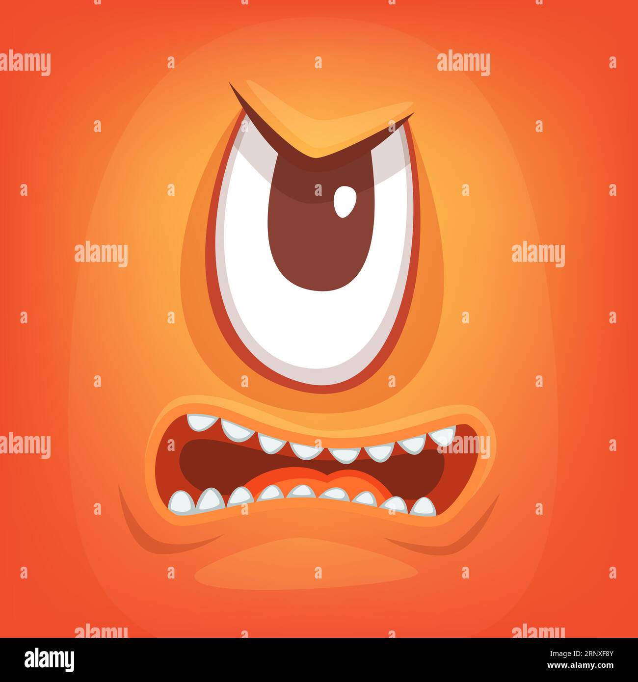 Angry monster face. Cartoon square beast avatar Stock Vector Image ...