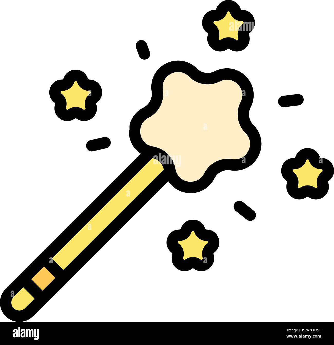 Star magic wand icon outline vector. Top trick. Fun curtain color flat ...