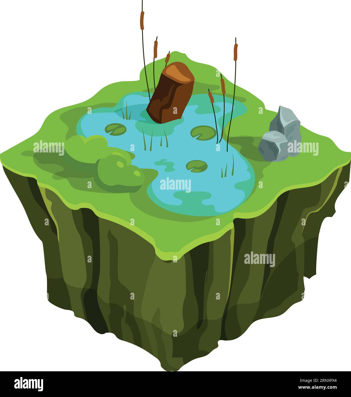 Isometric swamp island. Flying cartoon game land Stock Vector Image ...