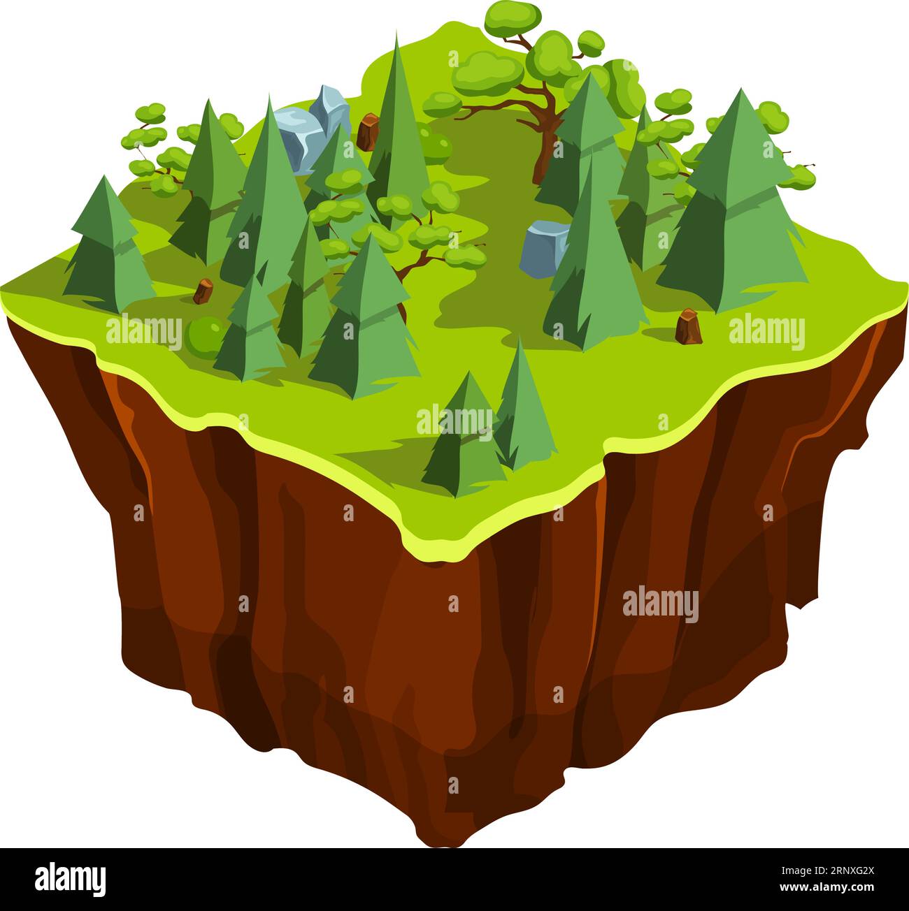 Isometric forest flying island. Cartoon game ground Stock Vector Image ...