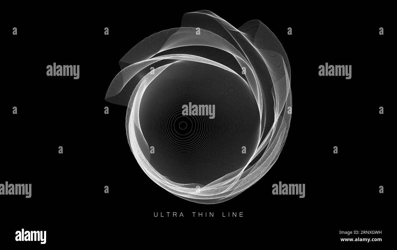 Distorted line spheres. Vector thin line glitch geometry Stock Vector ...