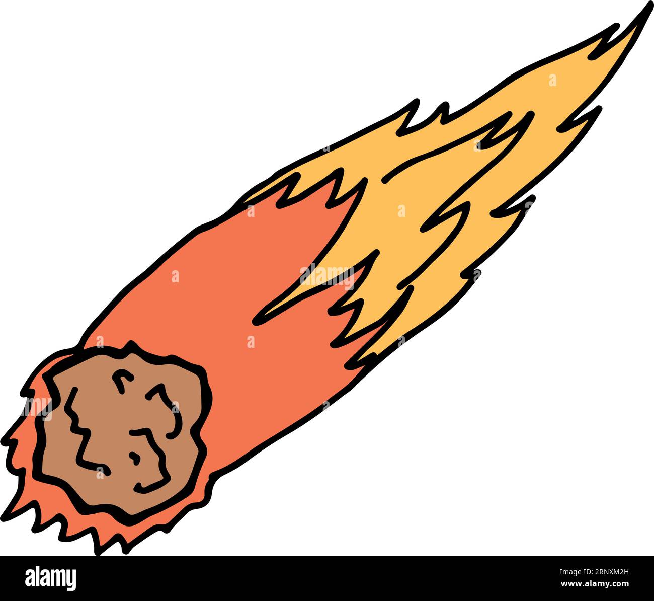 Comet color doodle. Space object with fire trail Stock Vector Image ...