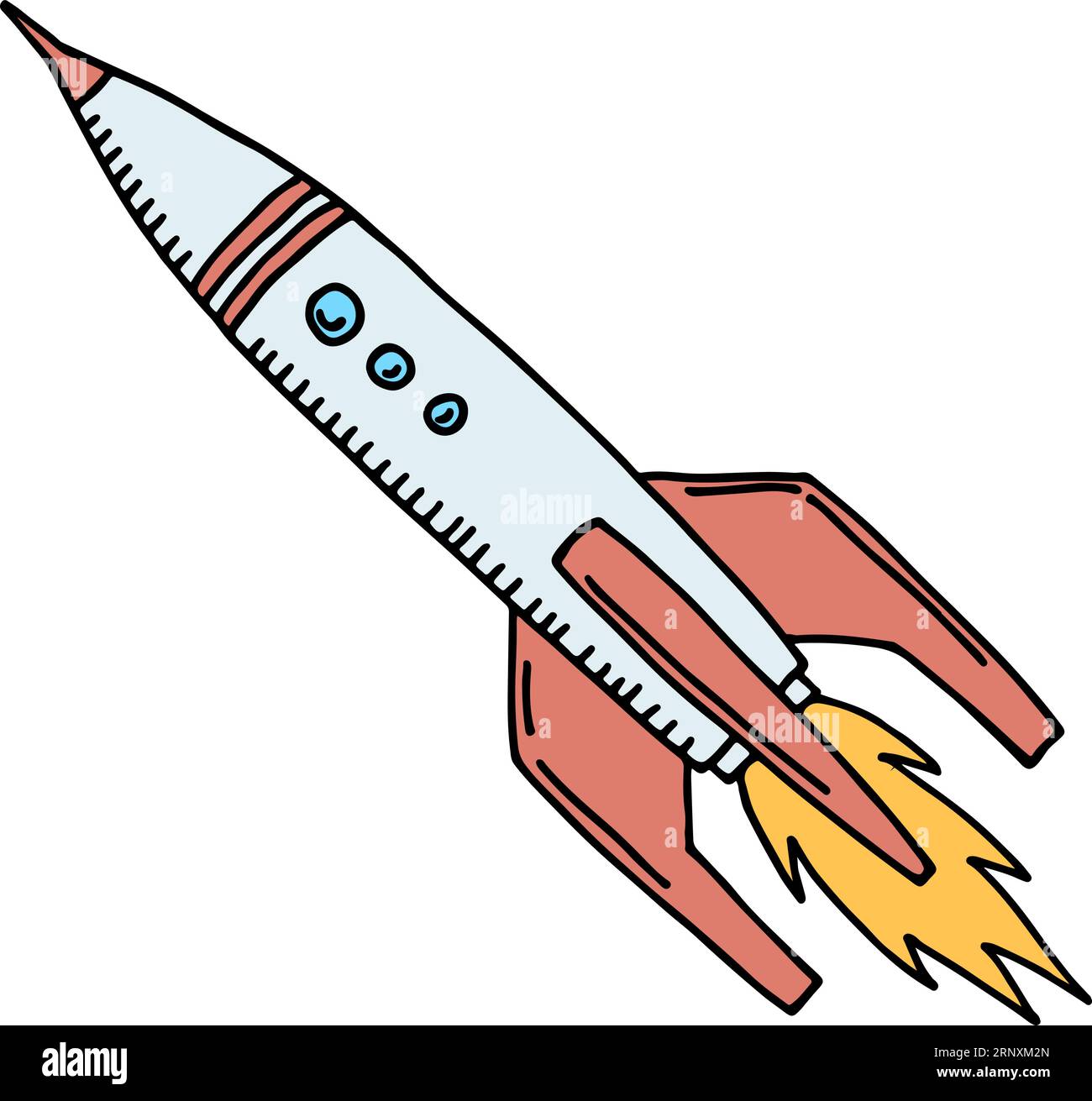 Flying rocket doodle. Color space shuttle icon Stock Vector Image & Art ...