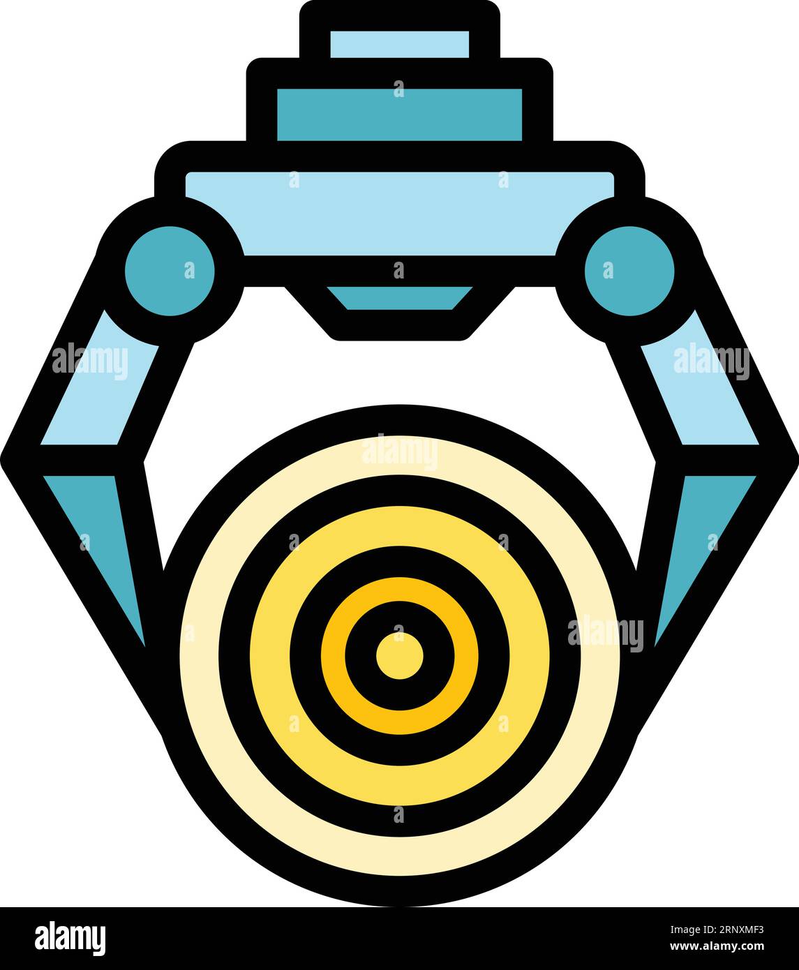 Robot Arm Wood Icon Outline Vector Work Factory Process Making Color