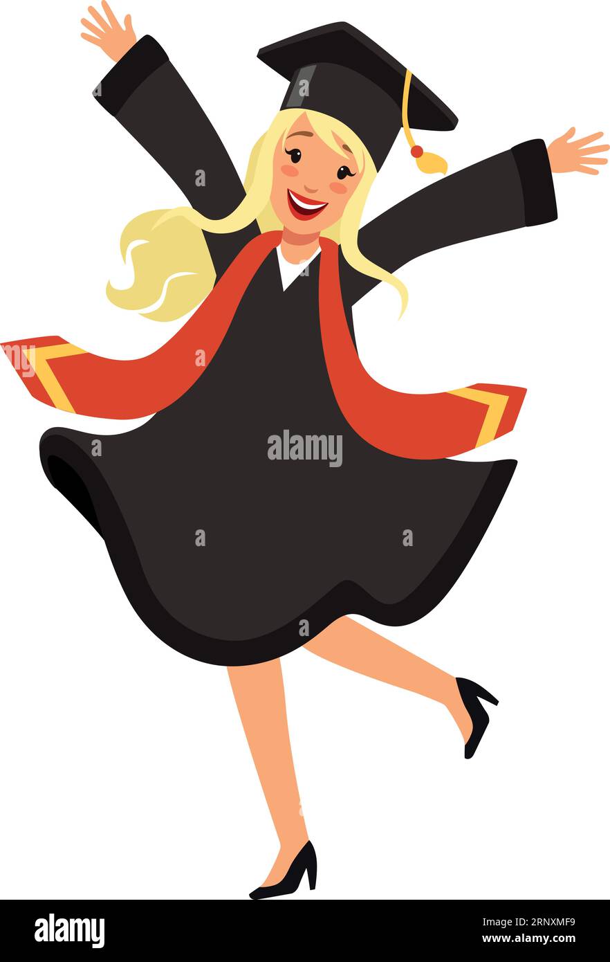 Graduation Girl Cartoon Drawing