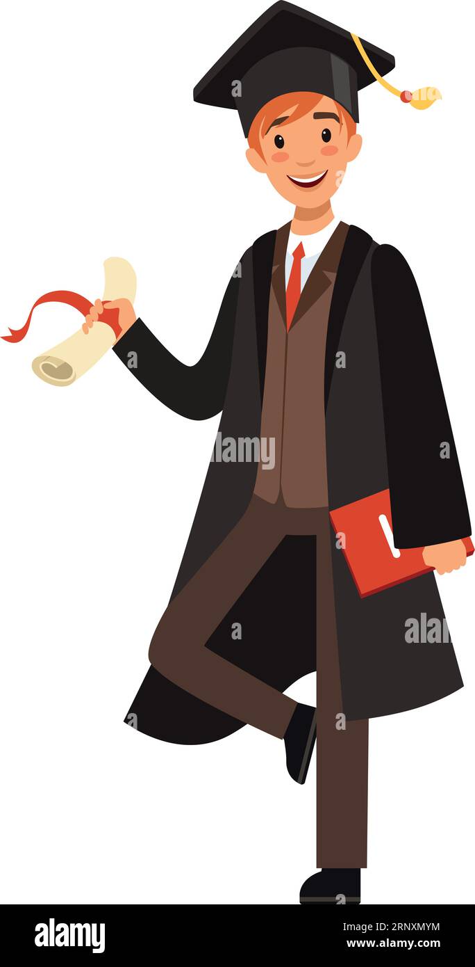Happy graduate with diploma. Cartoon student character Stock Vector ...
