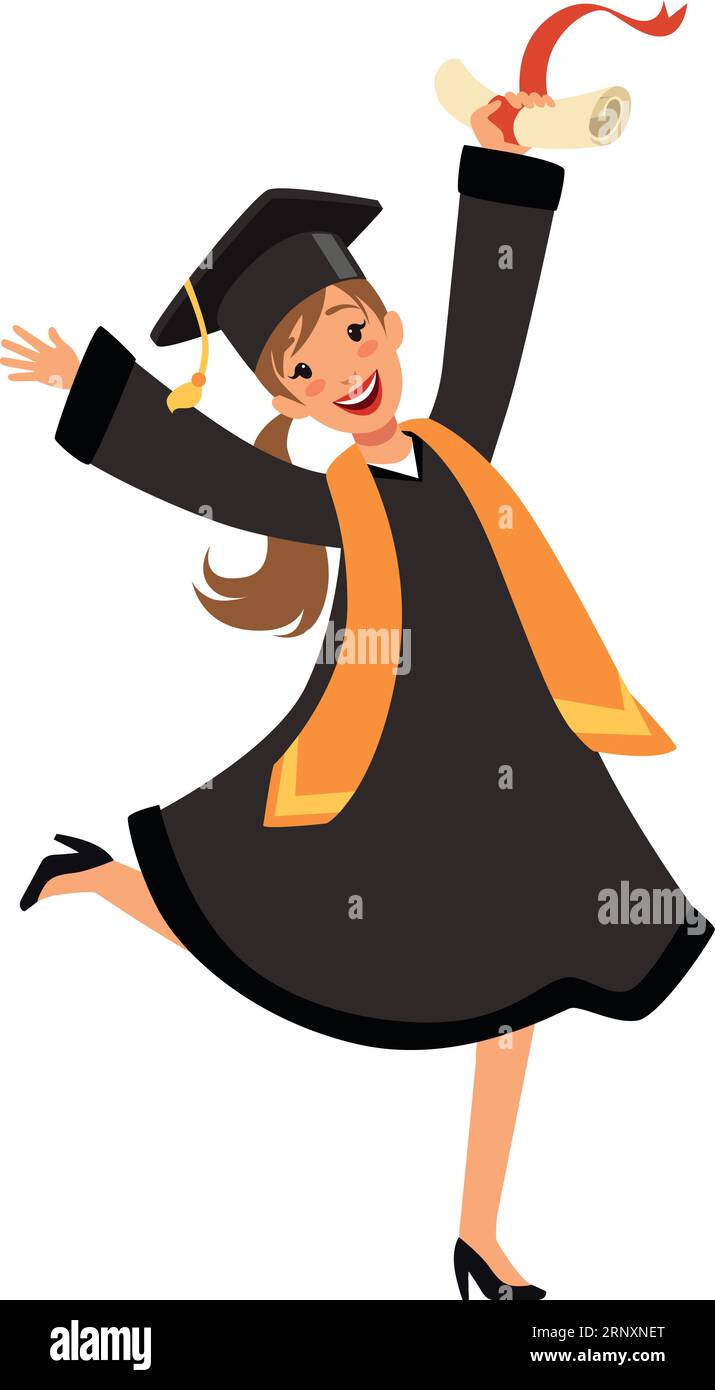 Graduation woman cartoon hi-res stock photography and images - Alamy