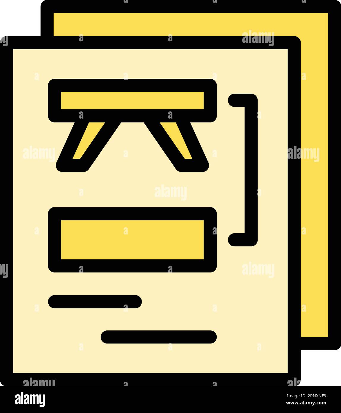 Table plan icon outline vector. Work factory. Furniture wood color flat ...