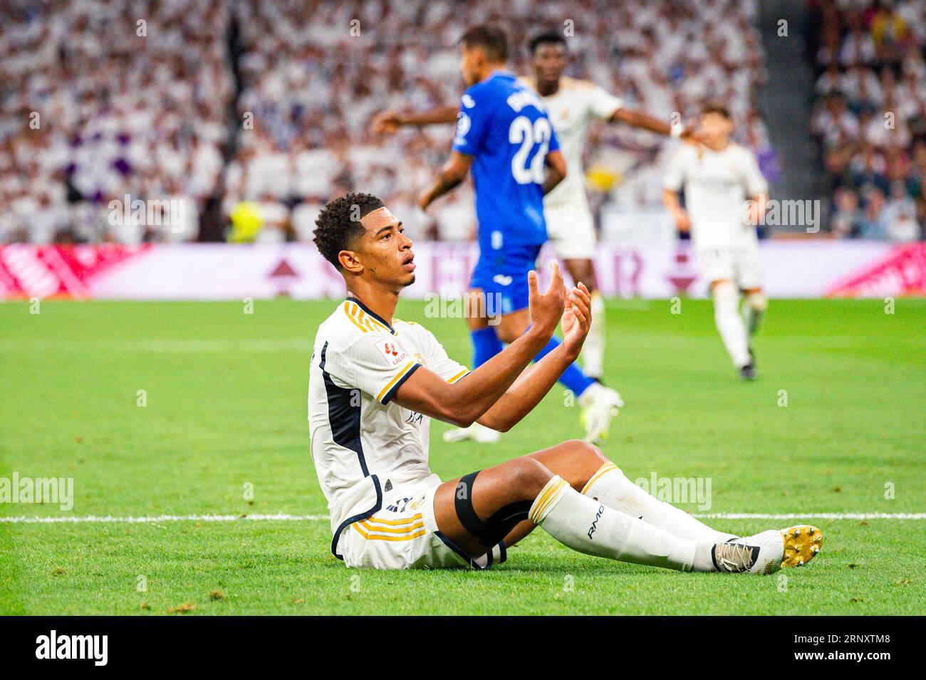Madrid, Spain. 02nd Sep, 2023. Jude Bellingham (Real Madrid) reacts ...