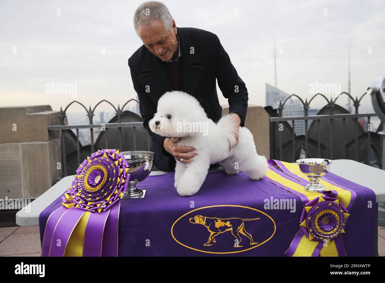 (180214) -- NEW YORK, Feb. 14, 2018 -- Handler Bill McFadden poses for ...