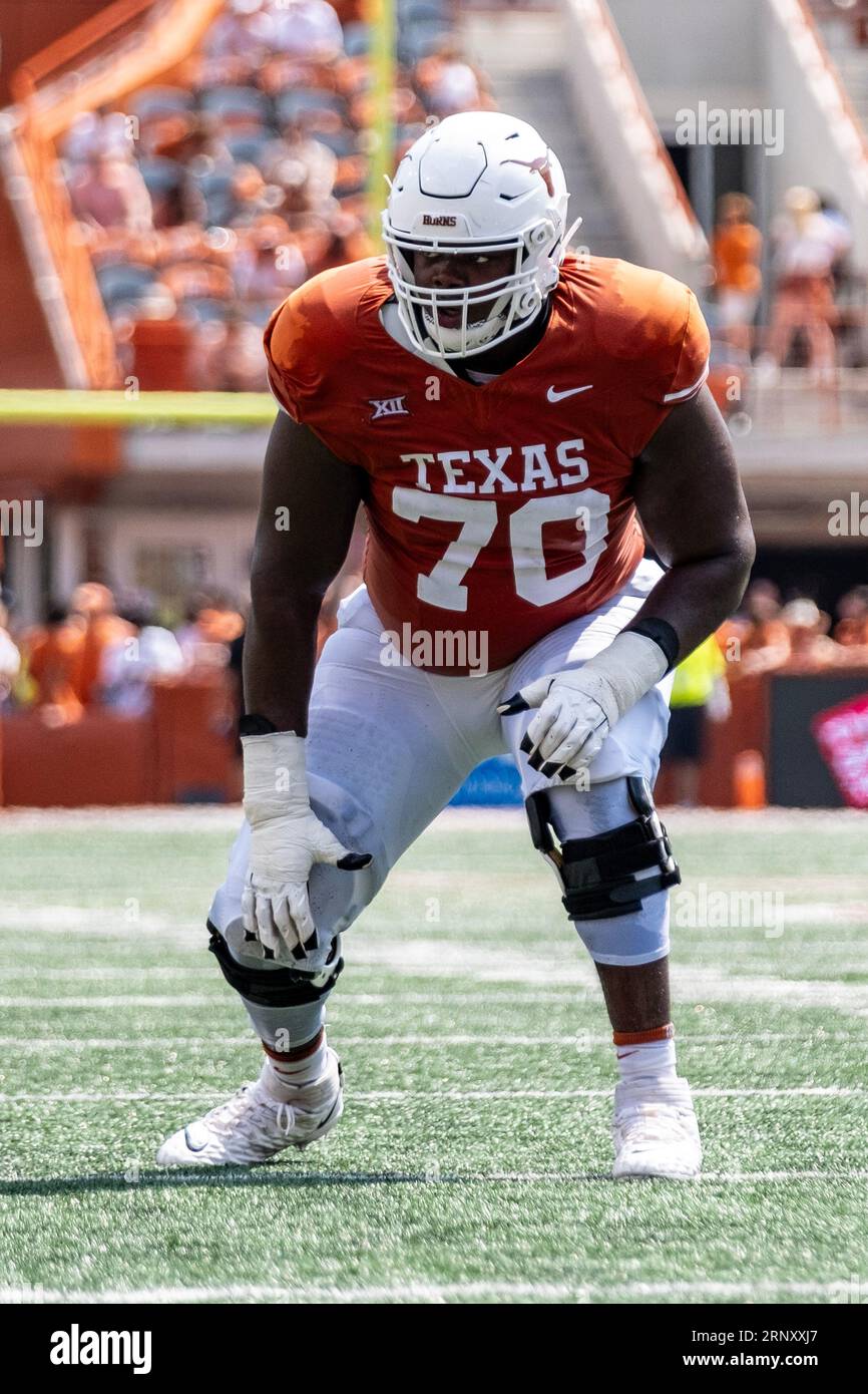 Sept 2, 2023. Christian Jones #70 of the Texas Longhorns in action vs ...