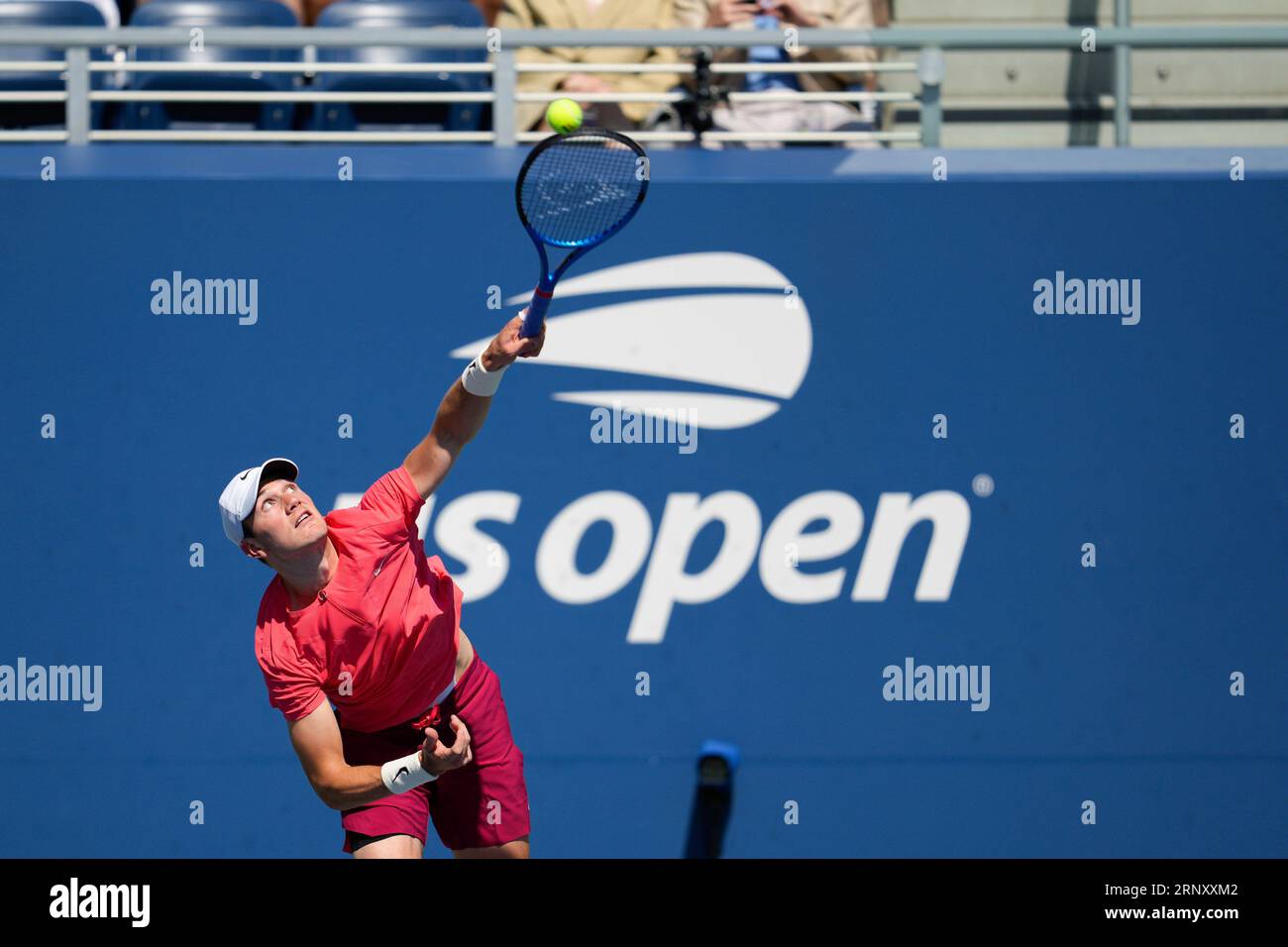 Jack Draper in action during a men's singles match at the 2023 US Open ...