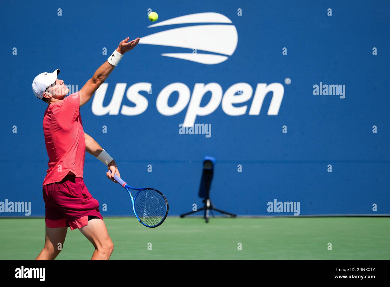 Jack Draper in action during a men's singles match at the 2023 US Open ...
