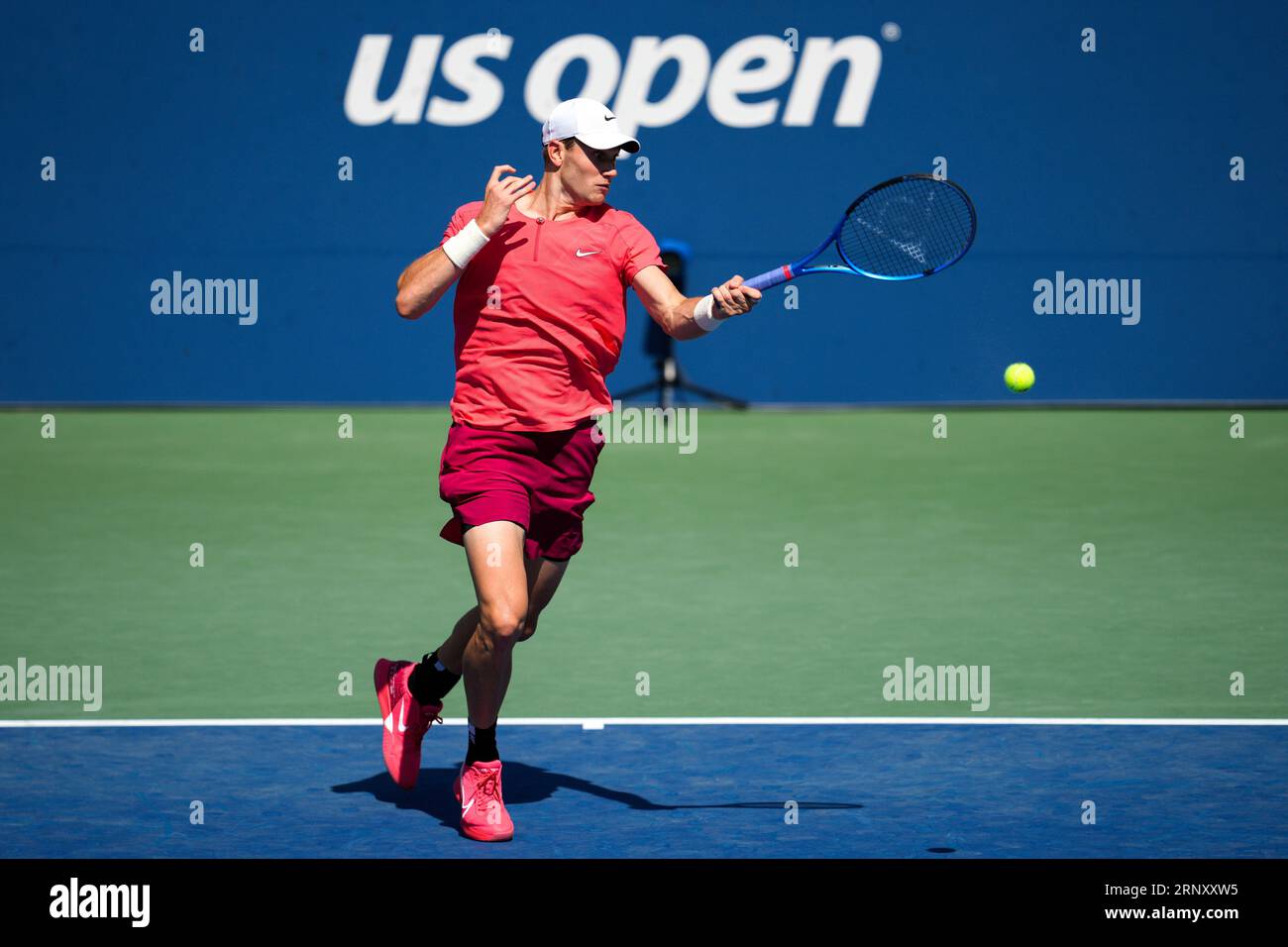 Jack Draper in action during a men's singles match at the 2023 US Open ...